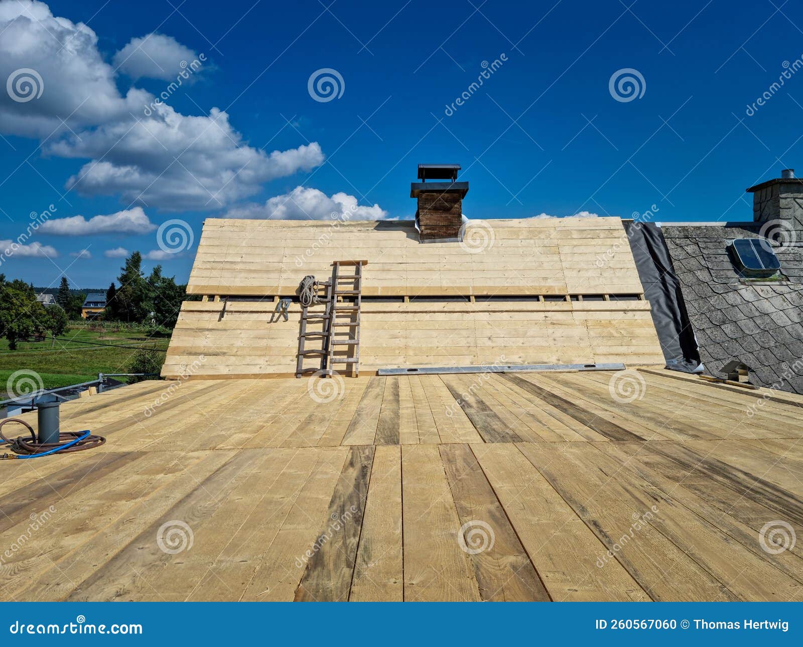 Installation of New Roof Boards at Construction the Assembled Roof on ...