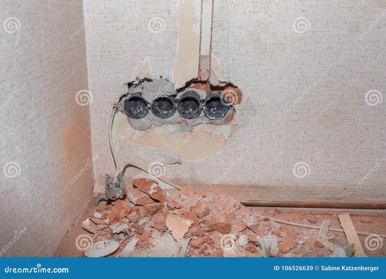 Electrical Renovation Works Stock Image - Image of electricity, house ...