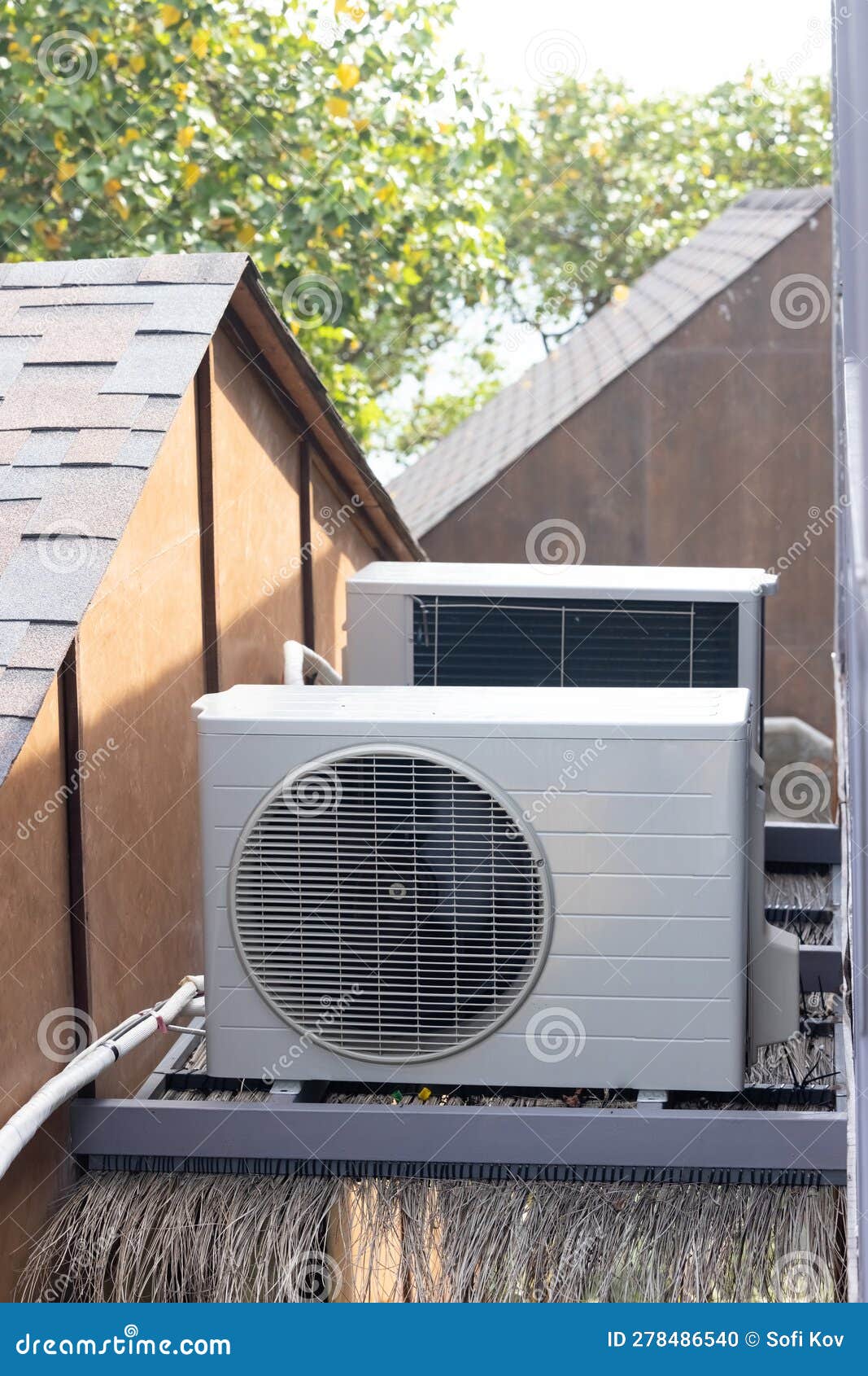 The Installation of an Outdoor Air Conditioning Unit with a Compressor ...