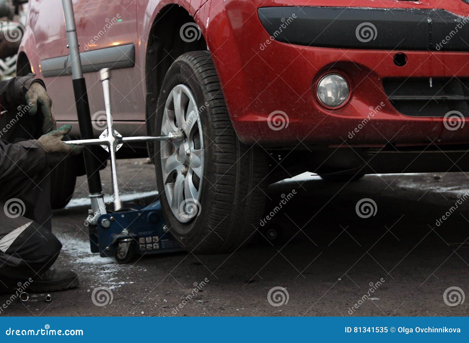 Installation of Passenger Car Wheel and Replacement on Winter Tire ...