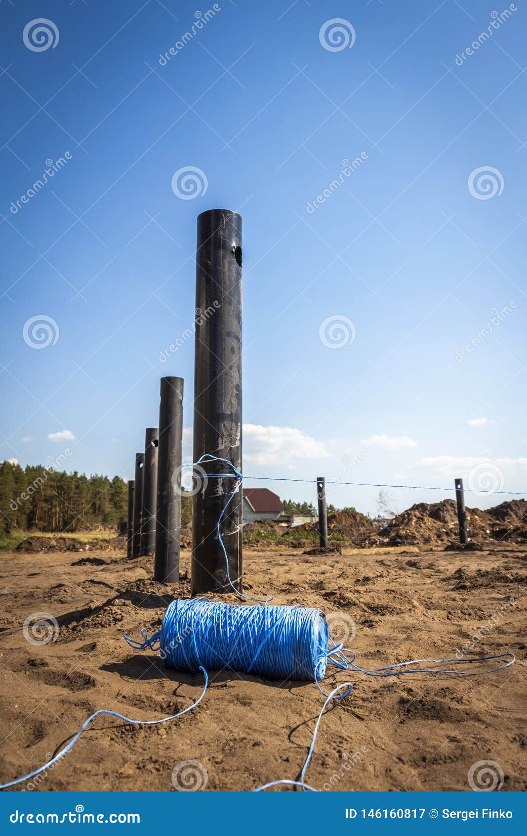 Installation of piles stock image. Image of outdoor - 146160817