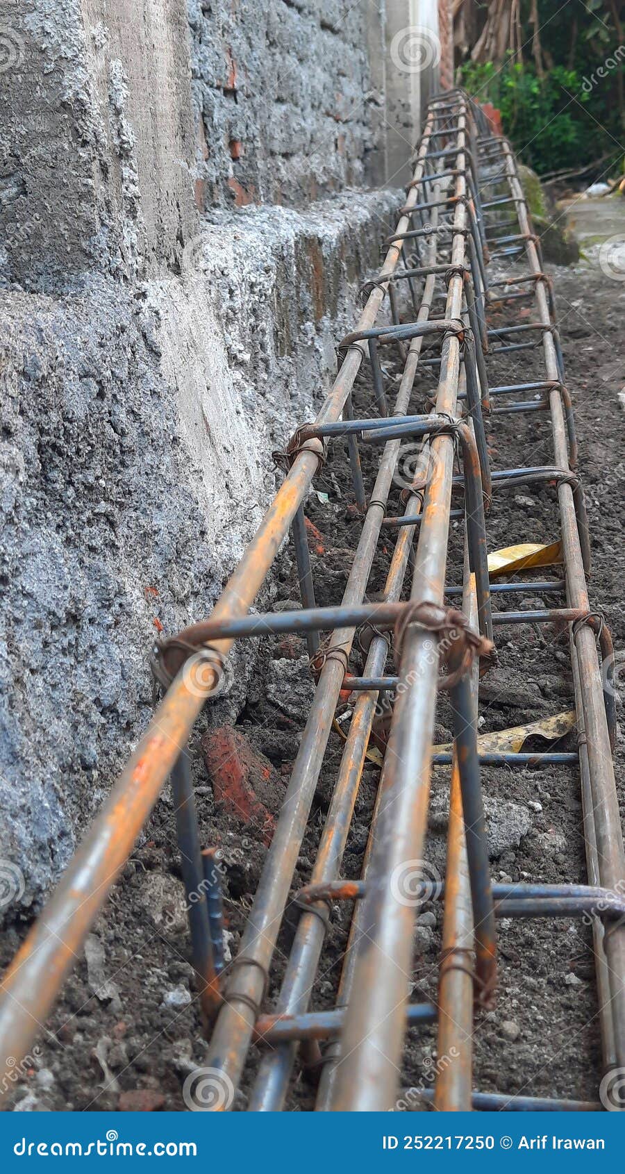 Installation Pillar or Pole on Cement Ground with Copy Space at ...