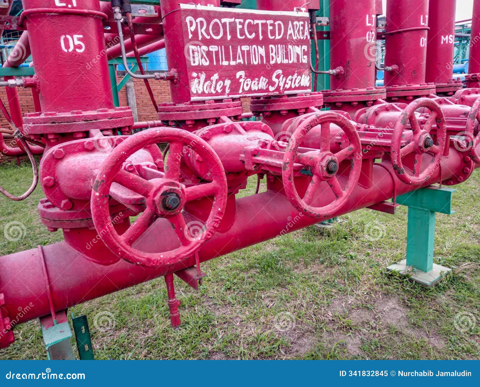 Installation of Pipes and Valves in Fire Control System Stock Image ...