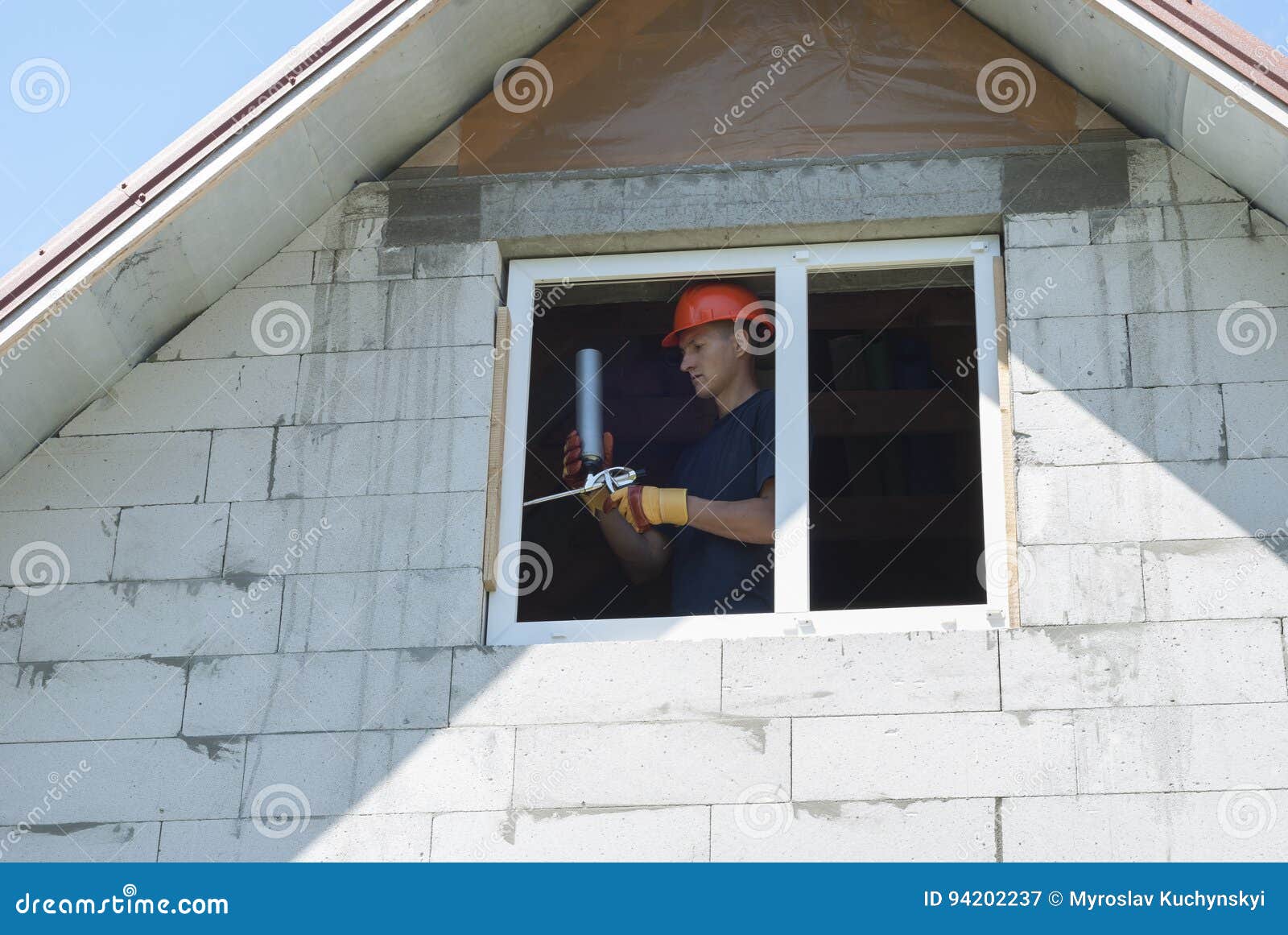 Installation of Plastic Windows Stock Image - Image of tighten ...