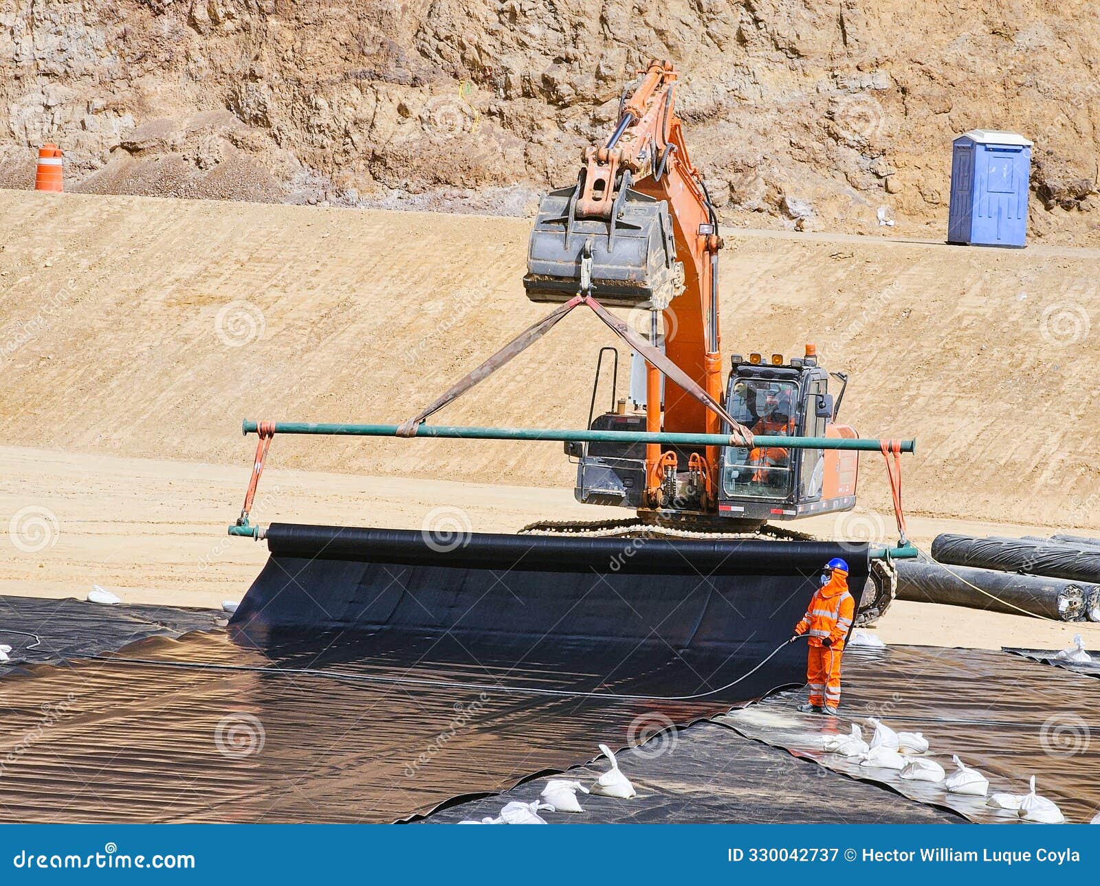 Installation Process of Geosynthetics in Industry and Mining Stock ...