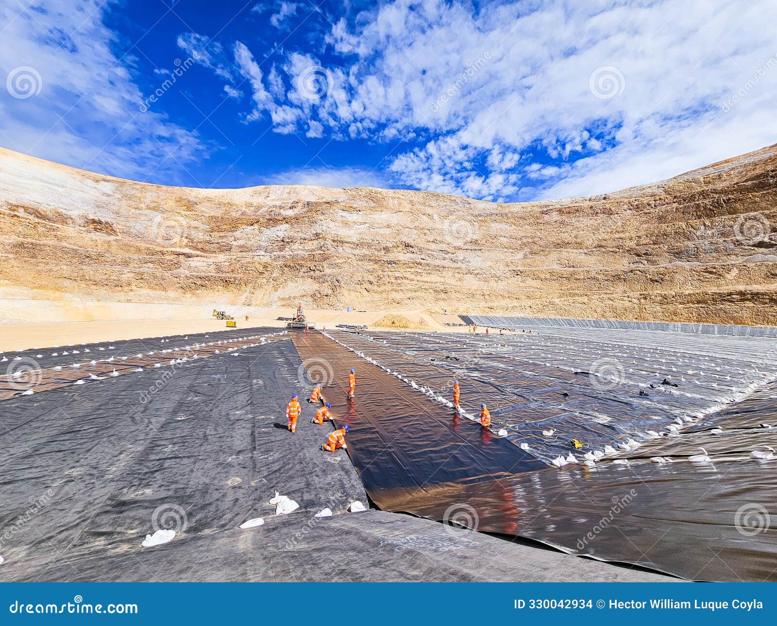 Installation Process of Geosynthetics in Industry and Mining Stock ...