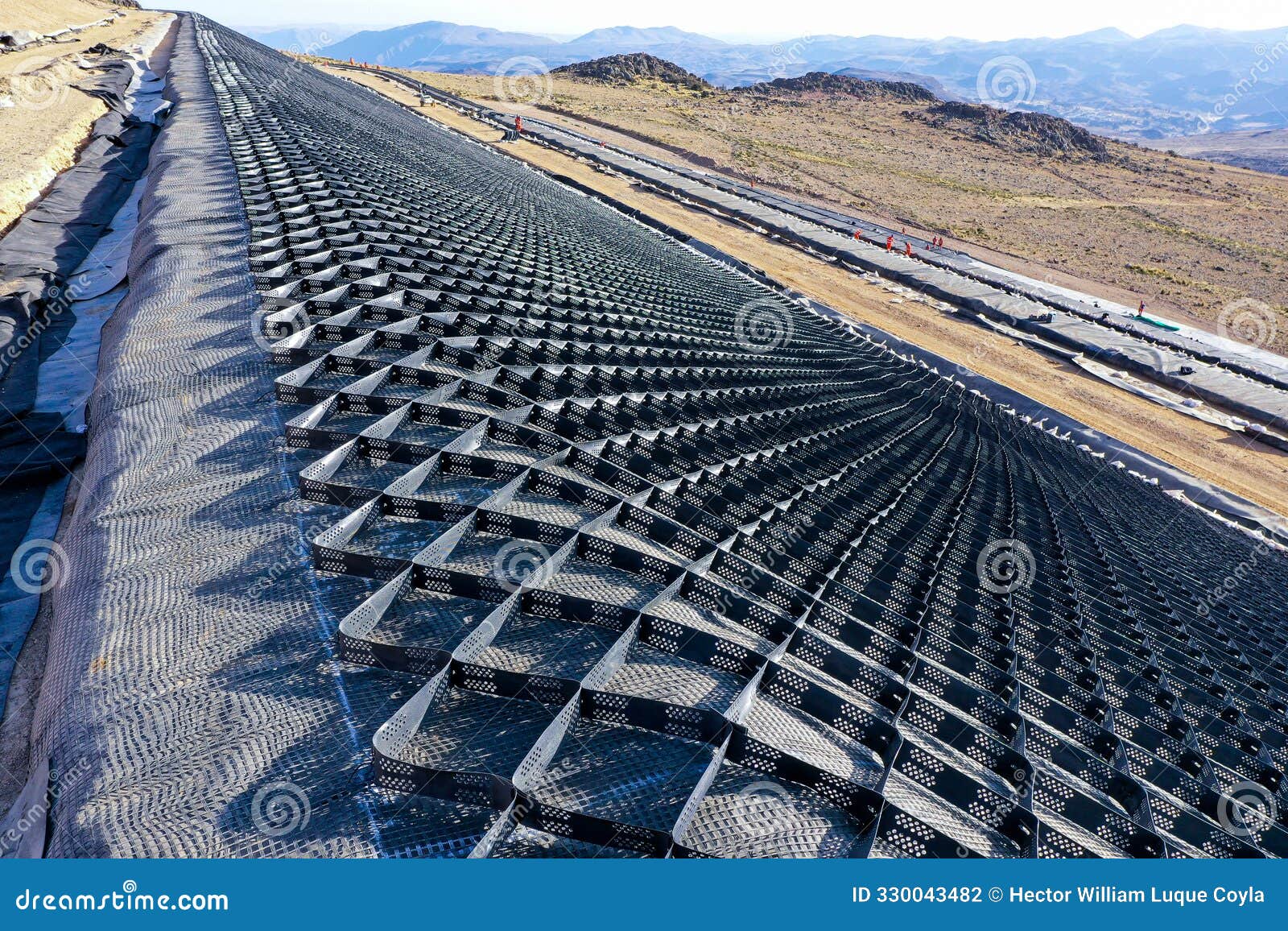Installation Process of Geosynthetics in Industry and Mining Stock ...