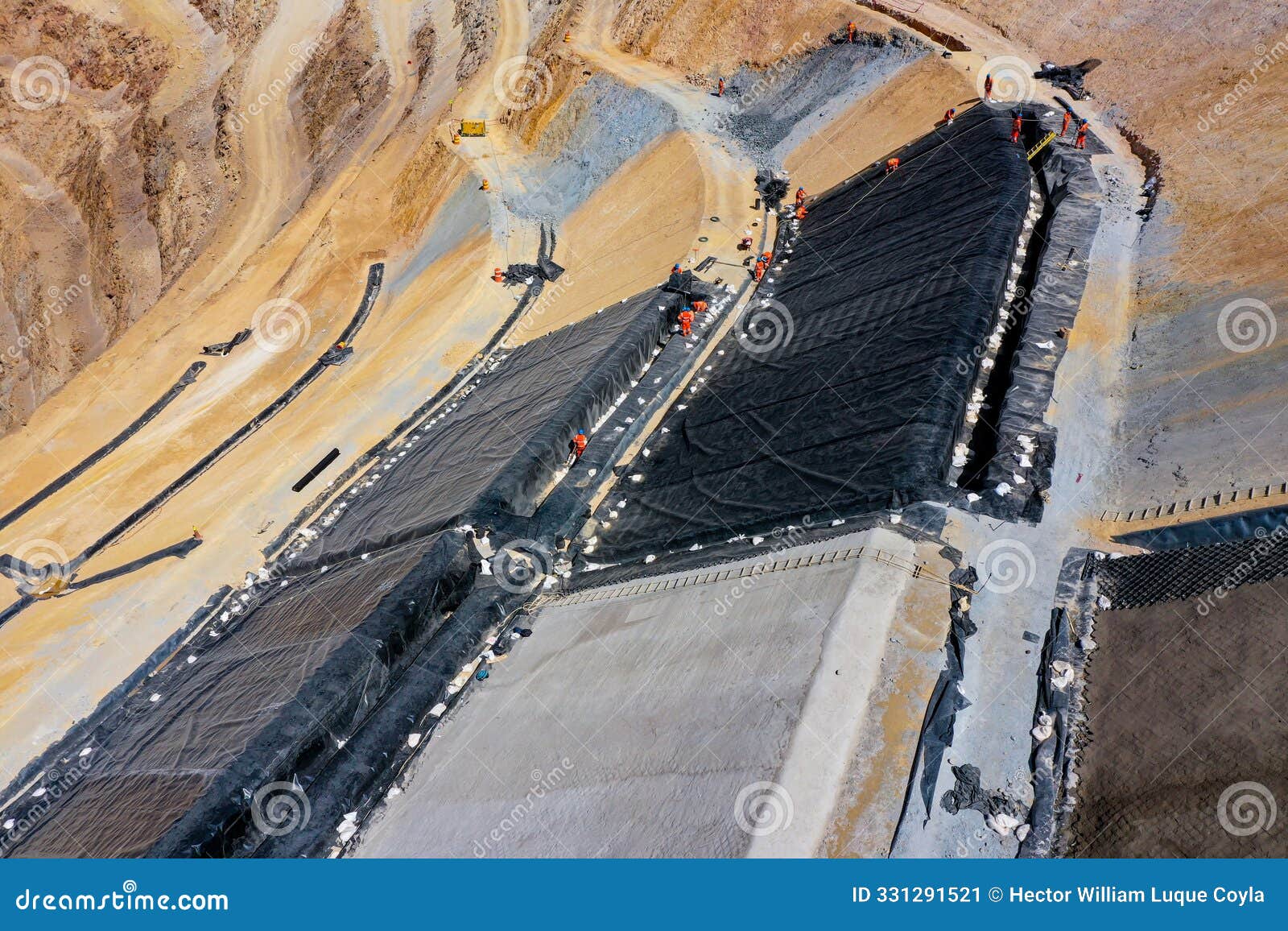 Installation Process of Geosynthetics in Industry and Mining Stock ...