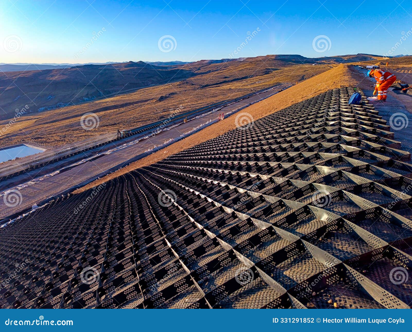 Installation Process of Geosynthetics in Industry and Mining Stock ...