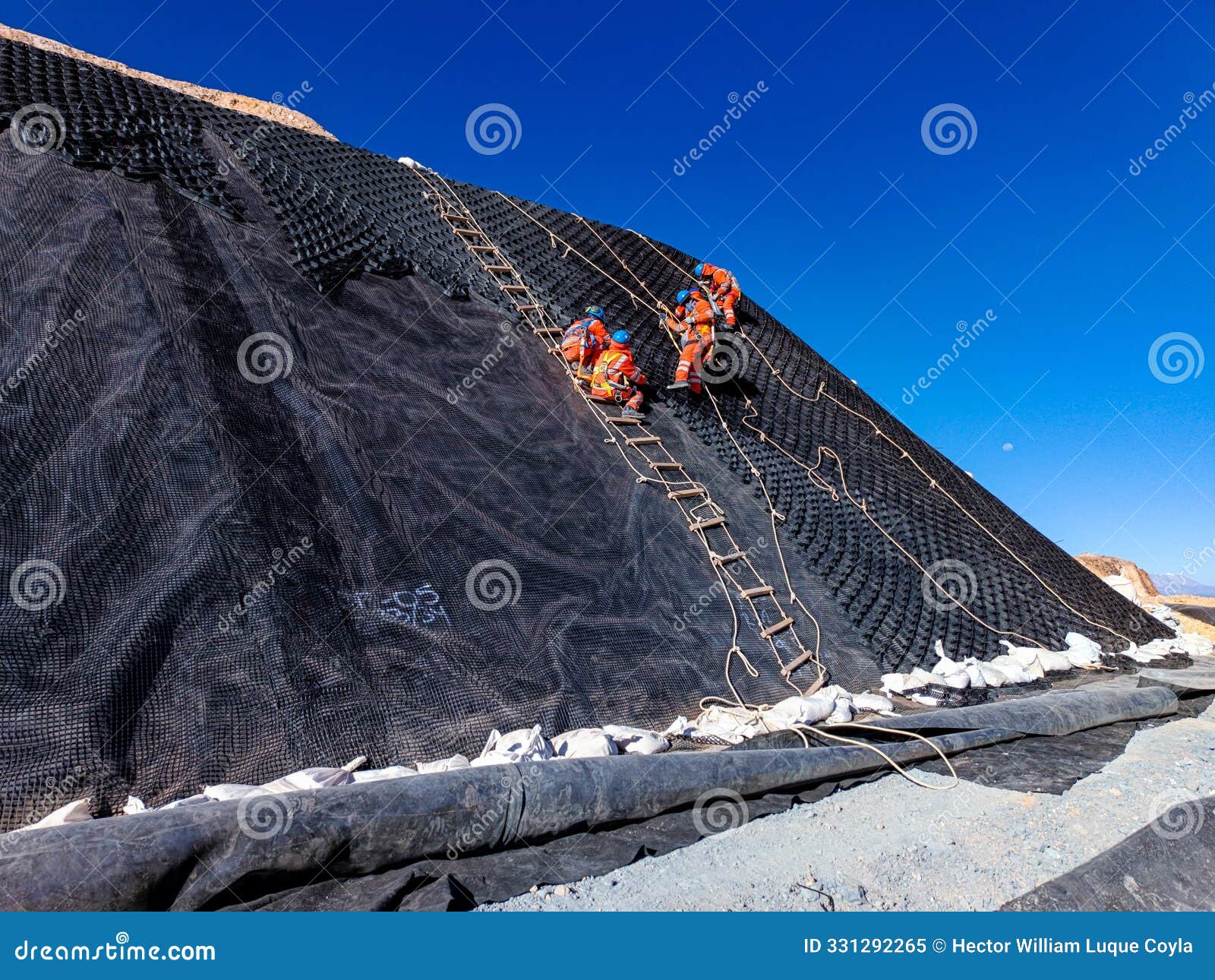 Installation Process of Geosynthetics in Industry and Mining Stock ...