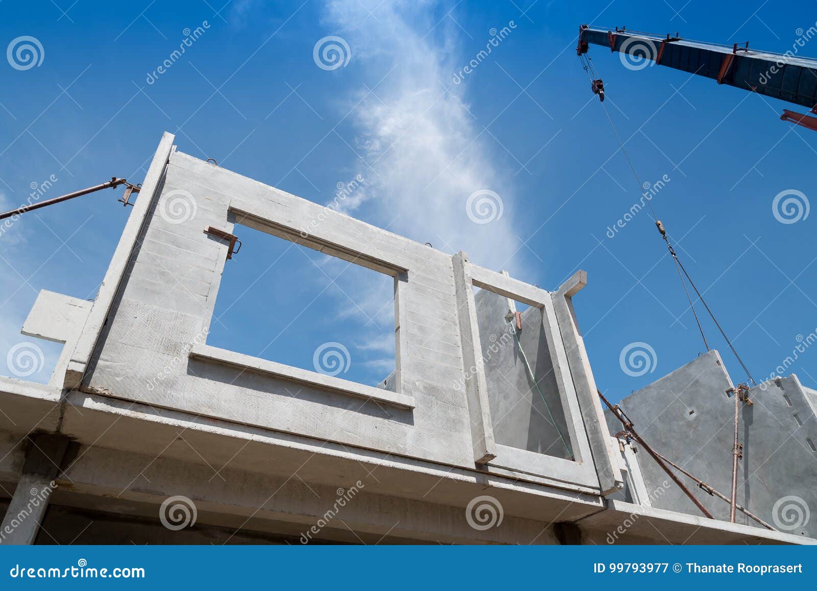 Installation Process of Prefabricated Wall Panels. Stock Image - Image ...