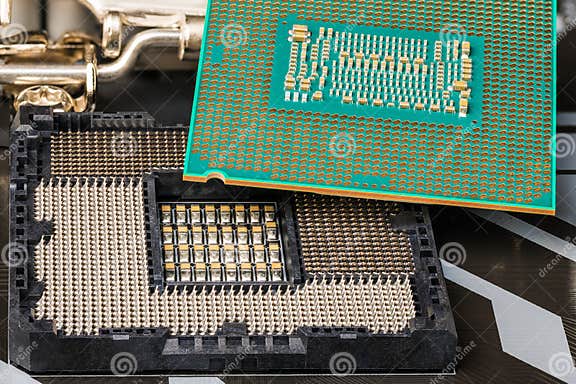 Installation of Processor into a Socket on Computer Mainboard Stock Photo - Image of error ...