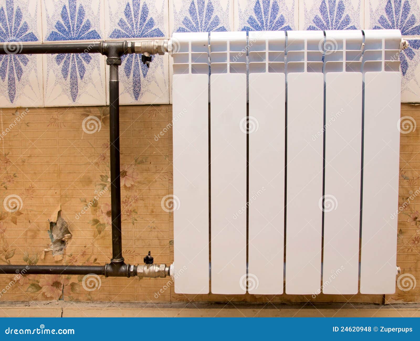 Installation of a radiator stock photo. Image of metal - 24620948