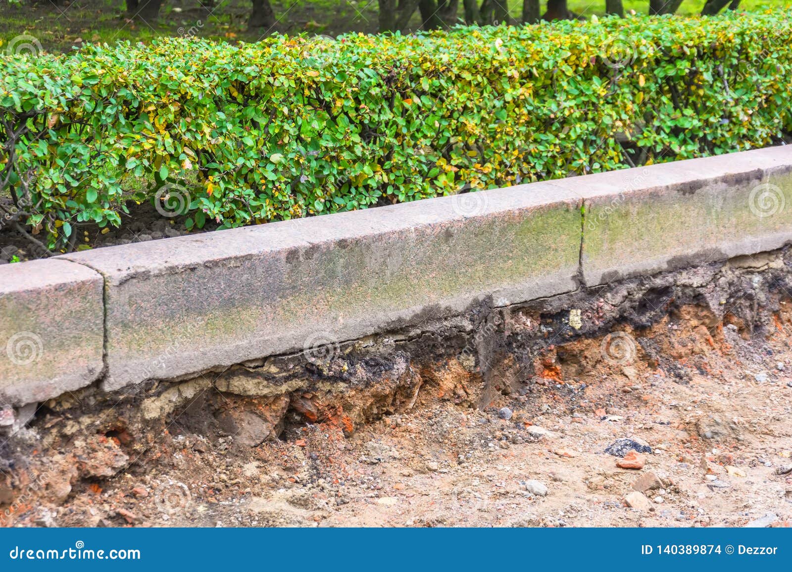 Installation of Replacement Curb on the Edge of the Pedestrian Sidewalk ...