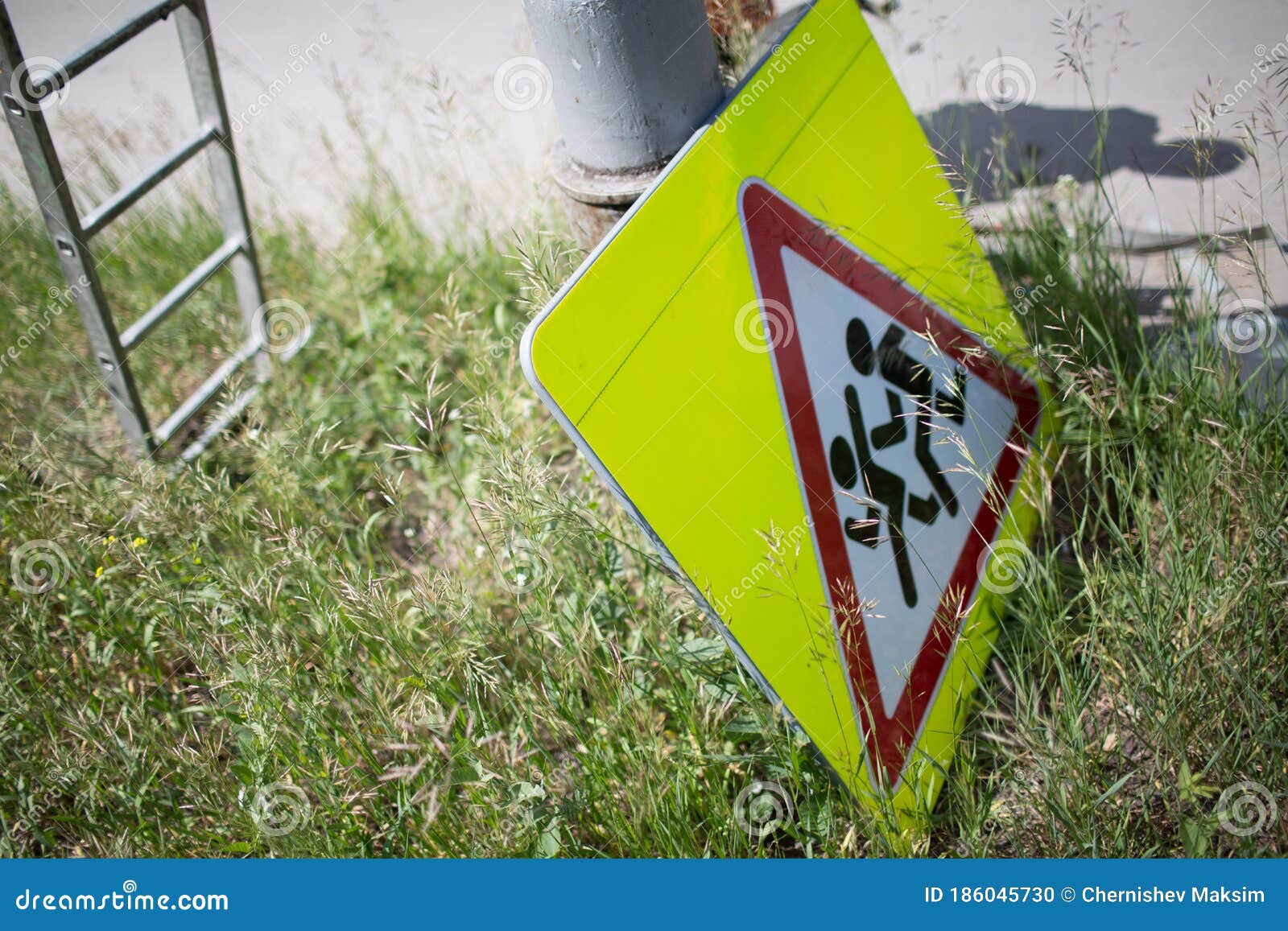 Installation Road Sign on Pole. Stock Photo - Image of installation ...