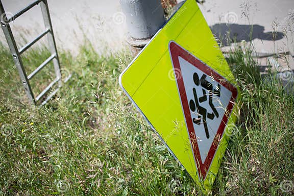 Installation Road Sign on Pole. Stock Photo - Image of installation ...