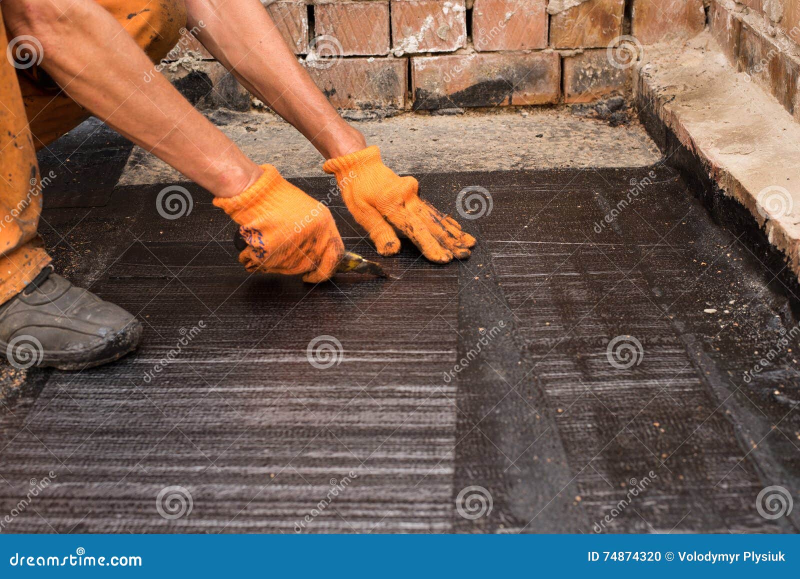 Installation of Roll Waterproofing Stock Photo - Image of covering ...