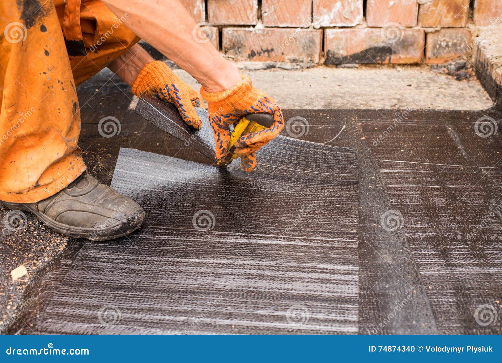 Installation of Roll Waterproofing Stock Photo - Image of protection ...
