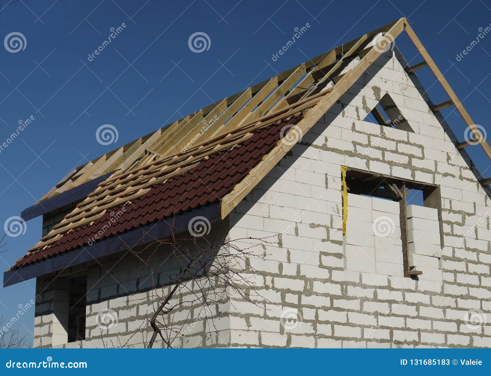 Installation of Roof Elements Stock Image - Image of detail, roofing ...