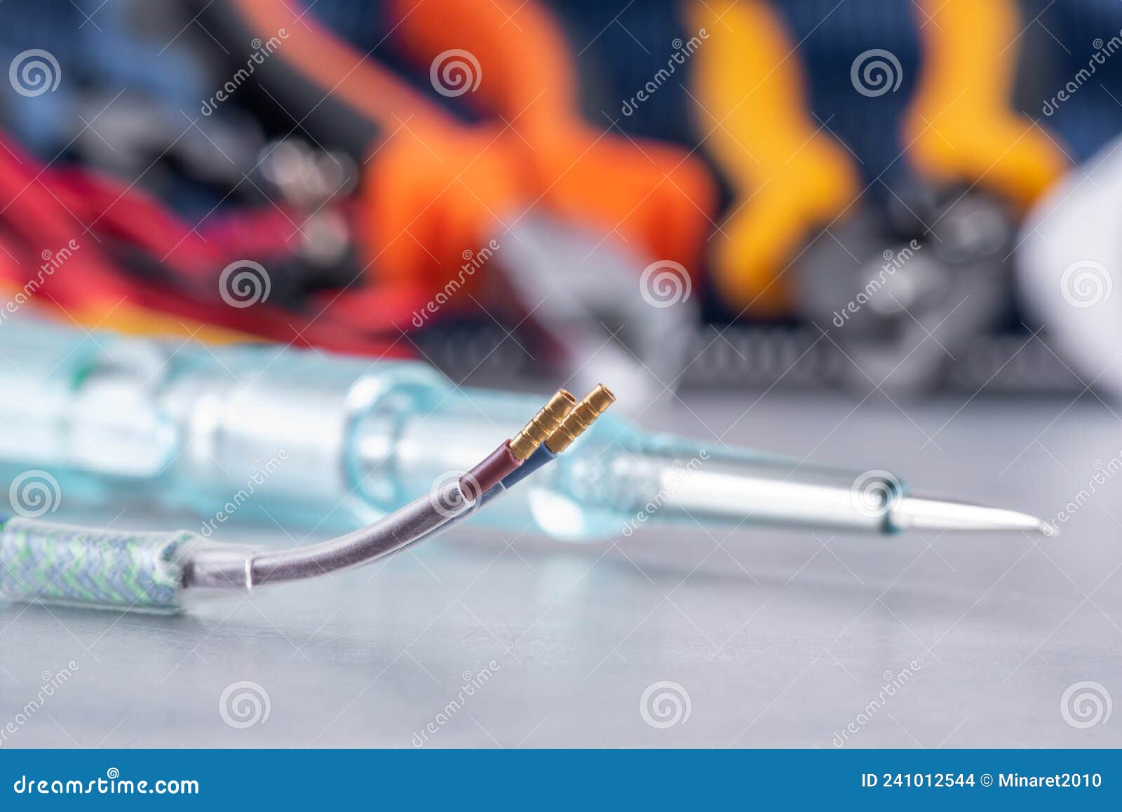 Installation Set, Electric Cable and Screwdriver Stock Photo - Image of ...