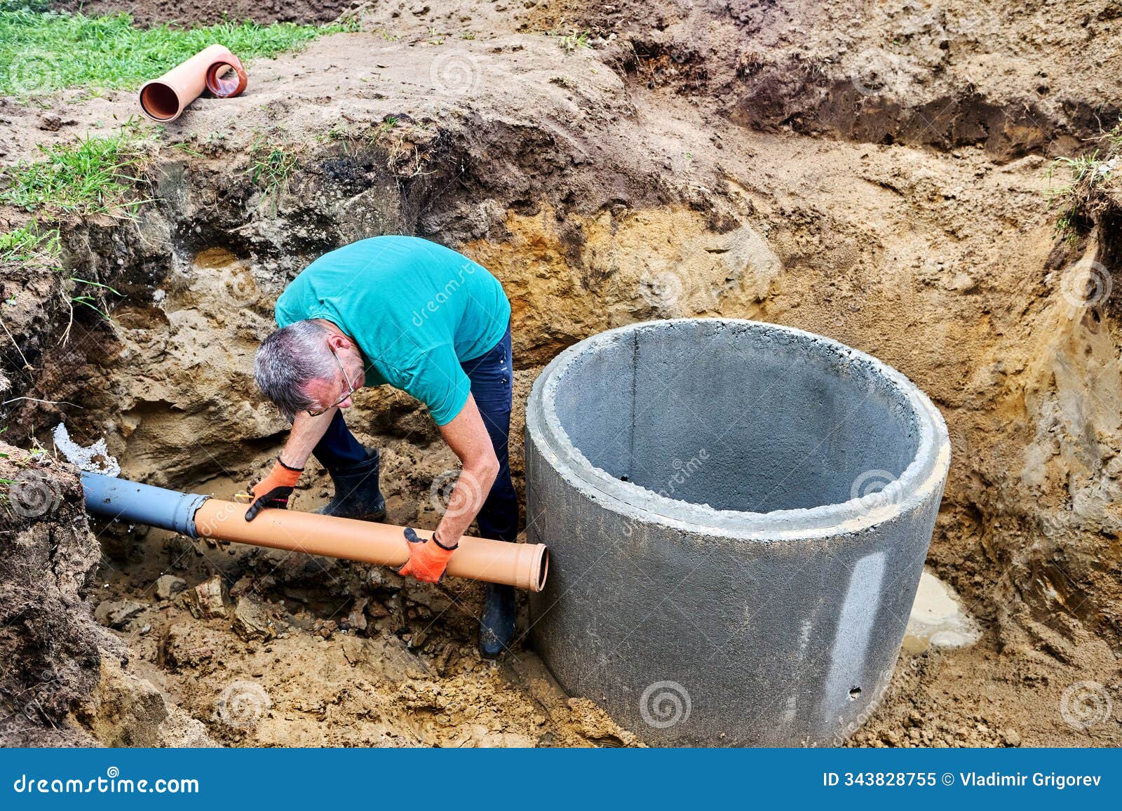 Outlet of Sewer Pipe from First Septic Tank Compartment for Entry into ...