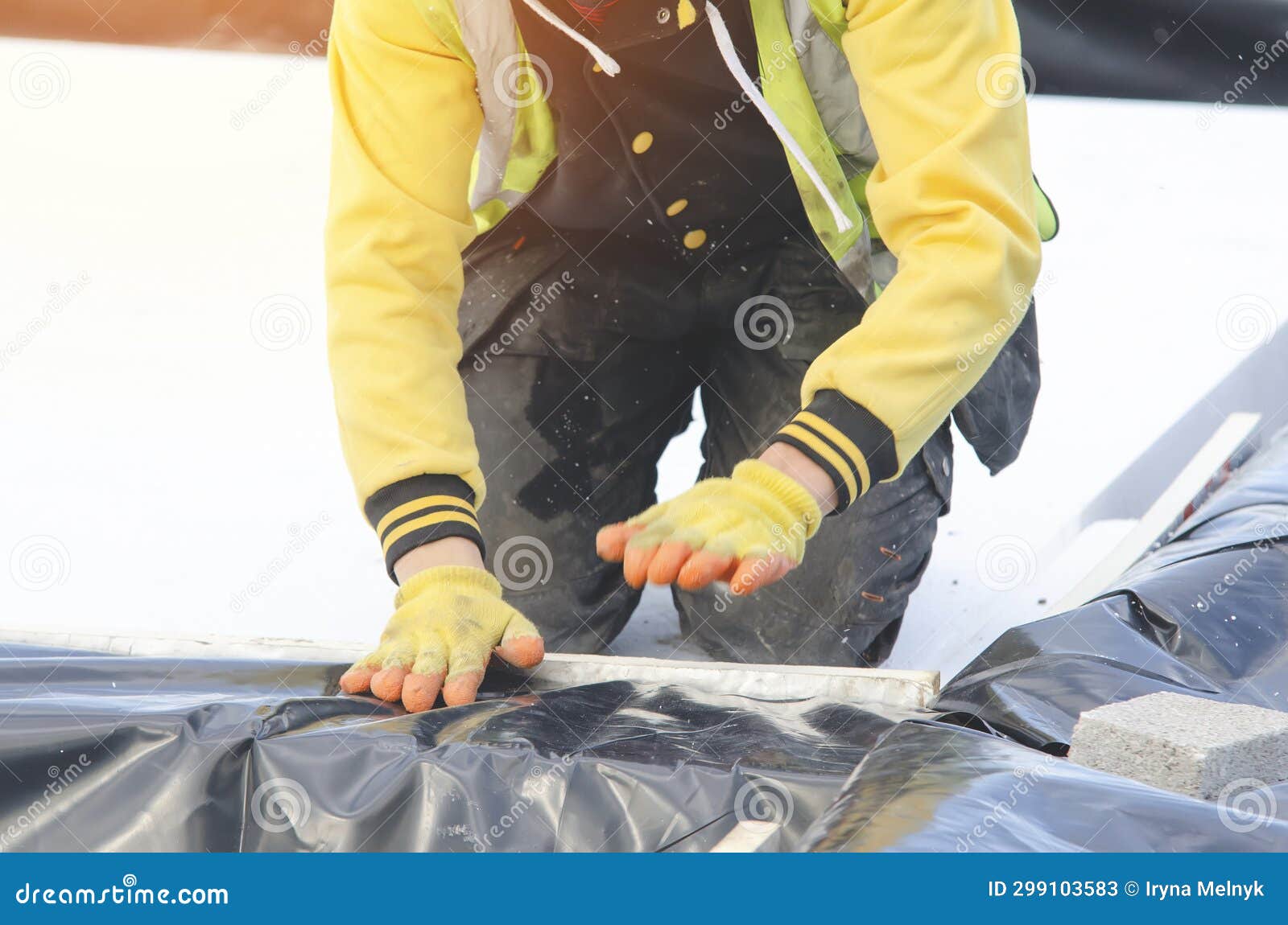 Installation of Sheet of Expanded Polystyrene Under Concrete Floor for ...