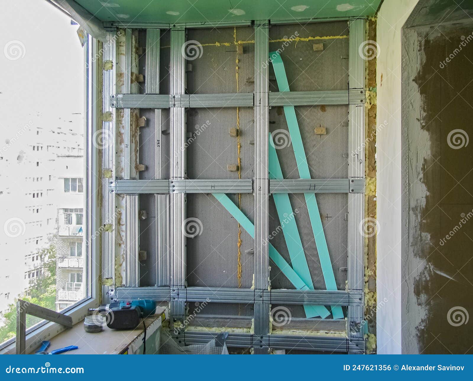 Installation of the Side Wall of the Balcony with Metal Profile and ...