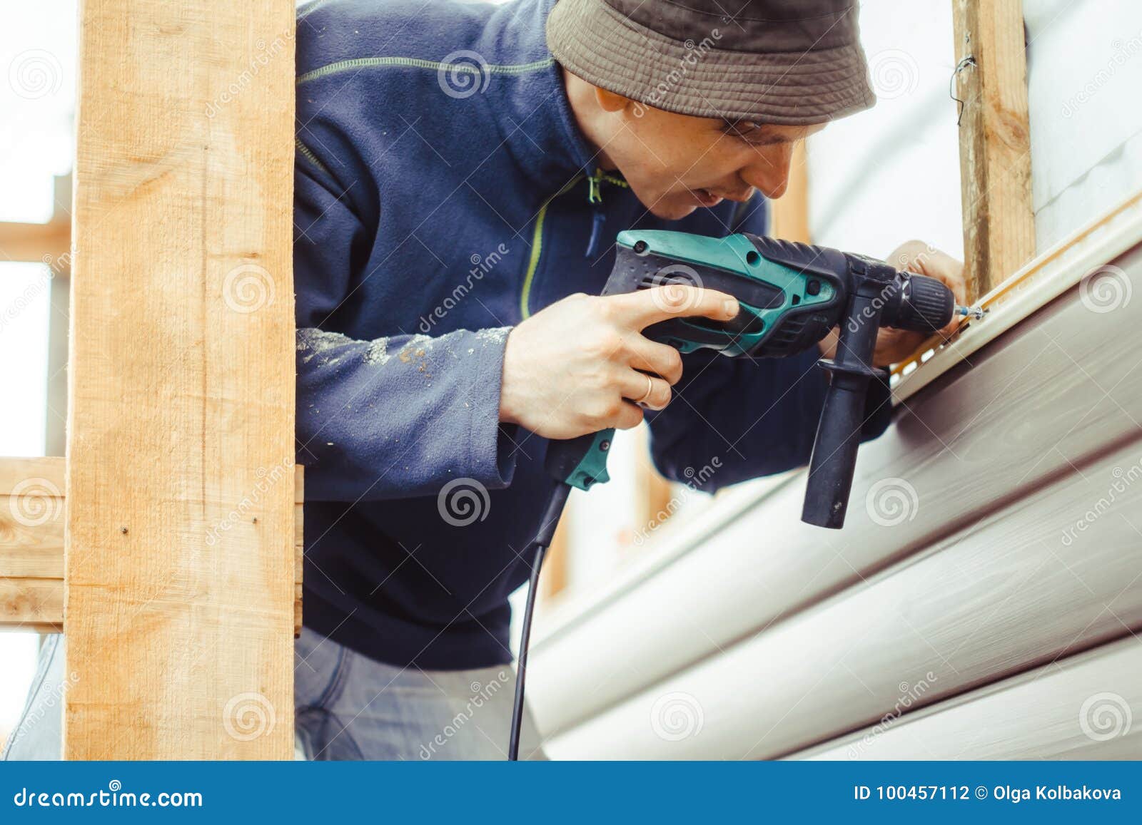 Installation of siding stock photo. Image of cladding - 100457112