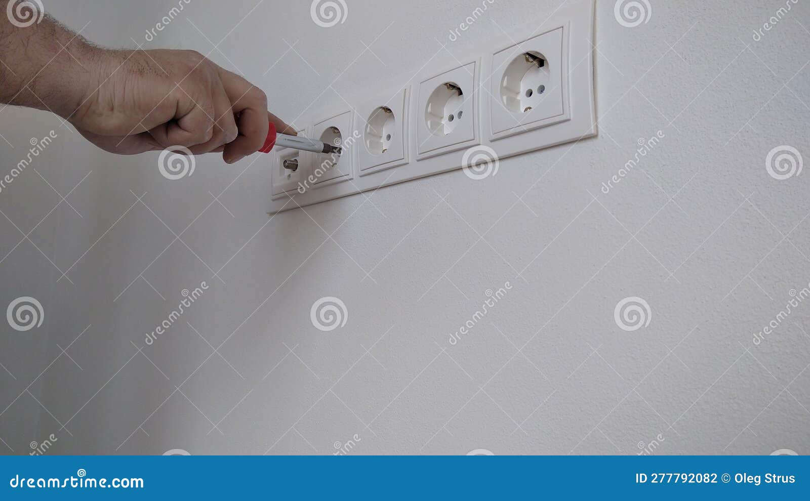 Installation of Socket Panels Using a Screwdriver and the Hands Stock ...