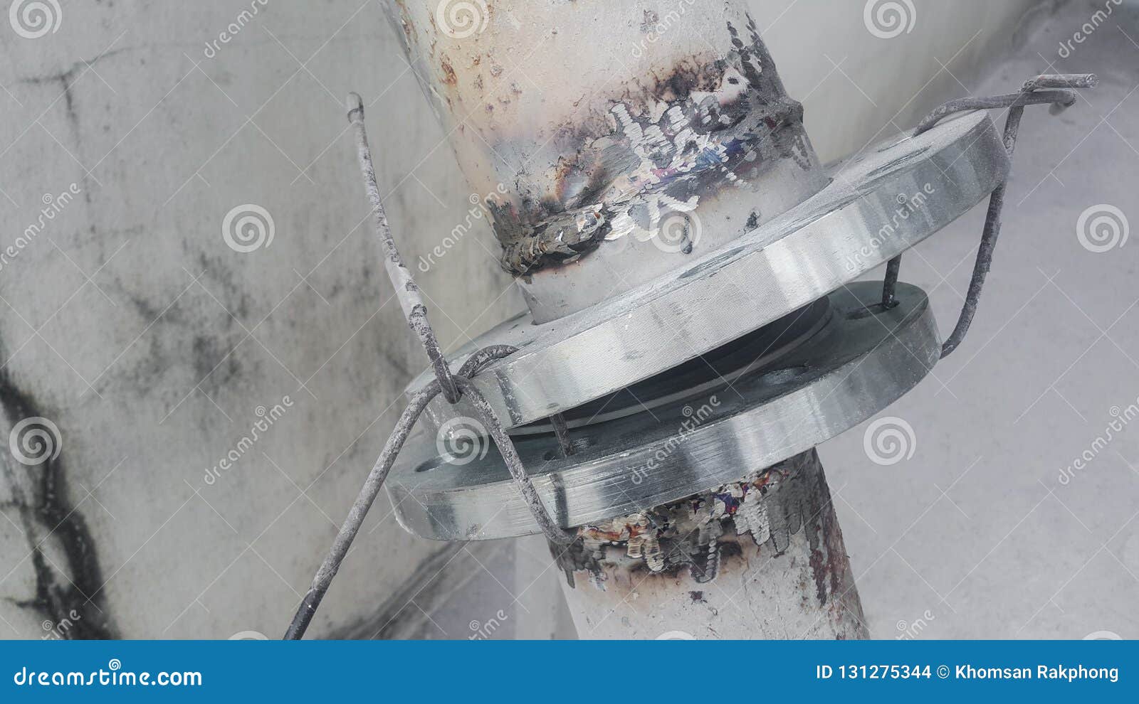 Installation of Stainless Steel Pipe Flanges for Interconnection. Stock ...