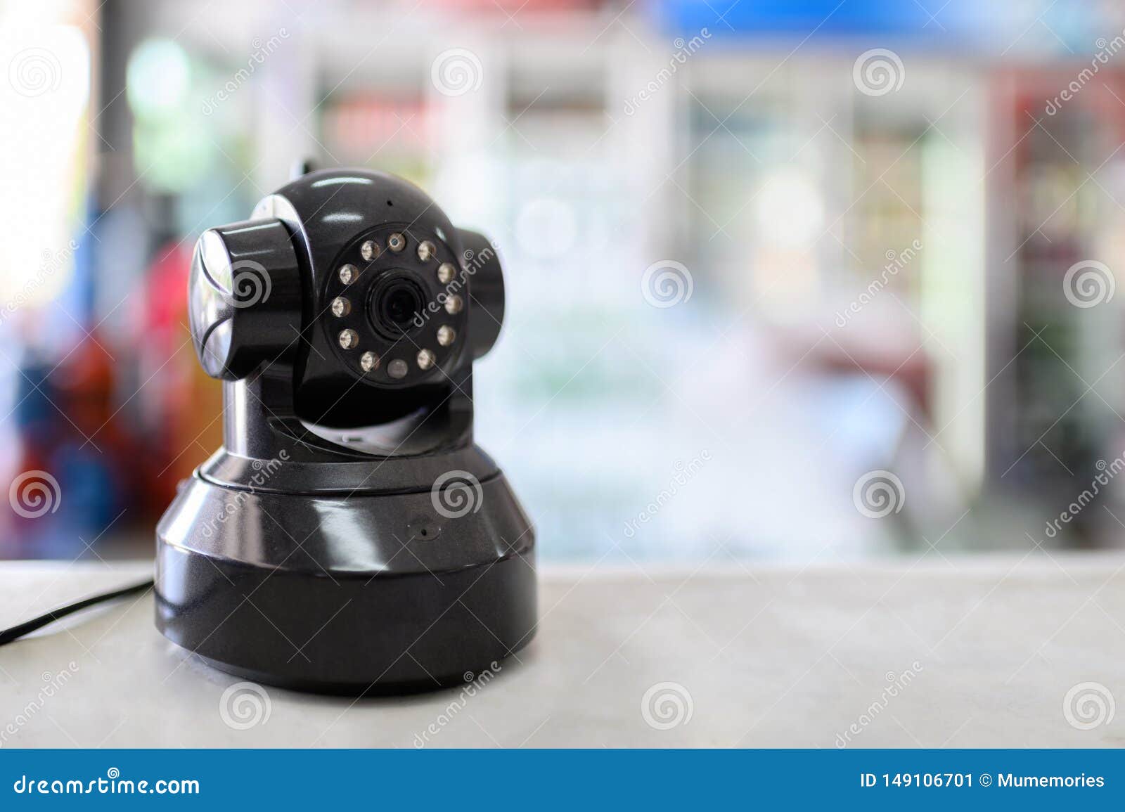 Installation of Standing CCTV Camera for Surveillance Stock Image ...