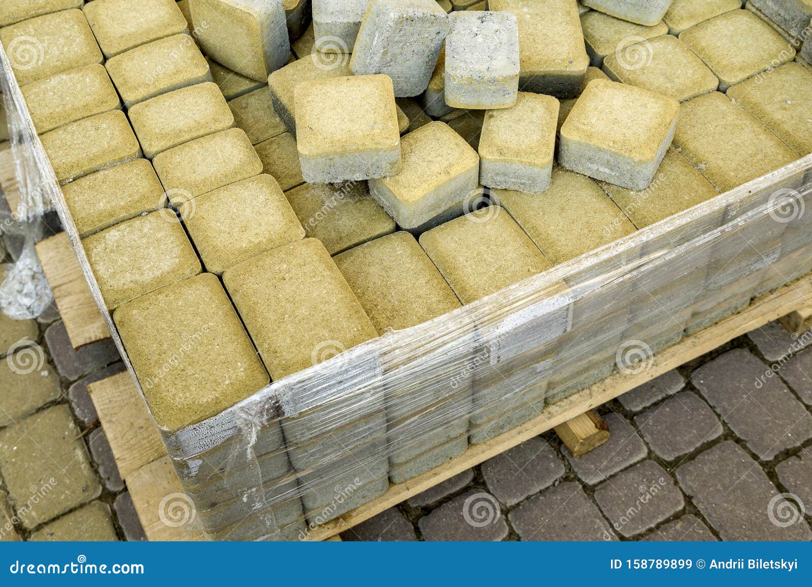 Installation of Stone Paving Slabs in a Yard Stock Image - Image of ...
