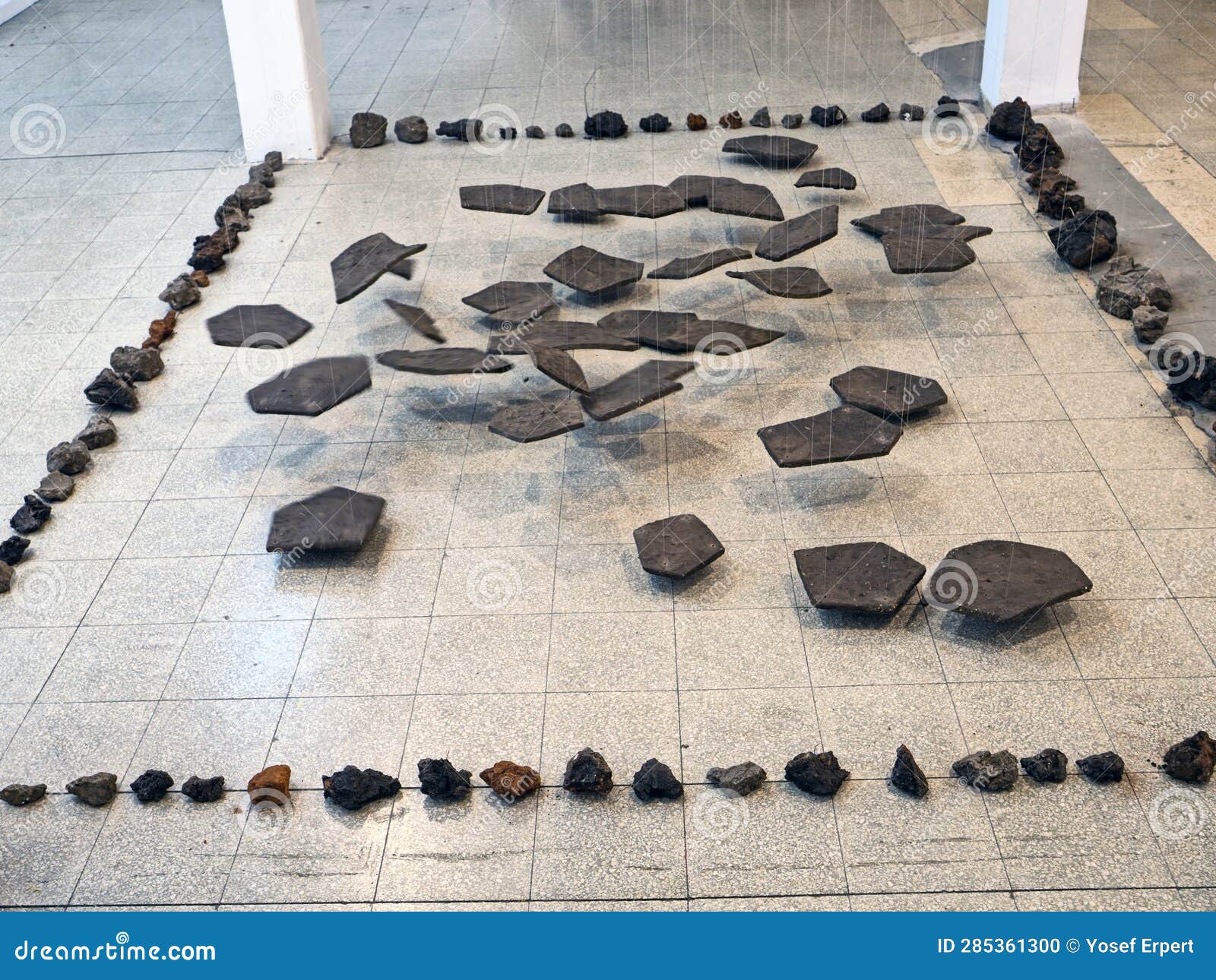 Installation of Stones Above the Floor Stock Photo - Image of room ...