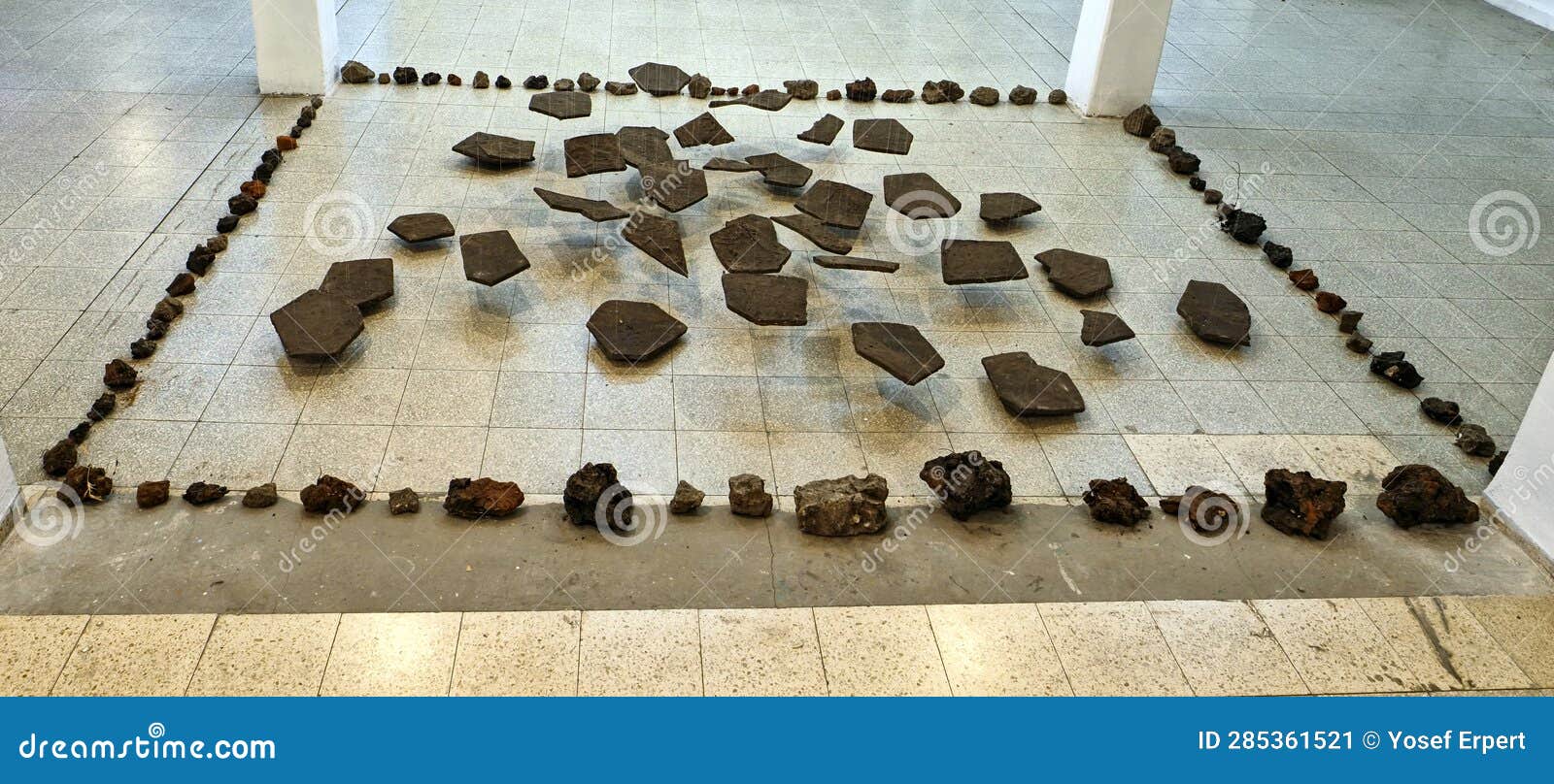 Installation of Stones Above the Floor Stock Image - Image of room ...