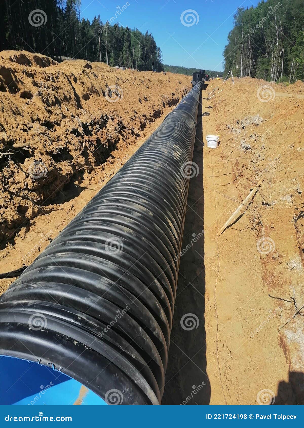 Installation of a Storm Sewer Pipe. Stock Photo - Image of installation ...