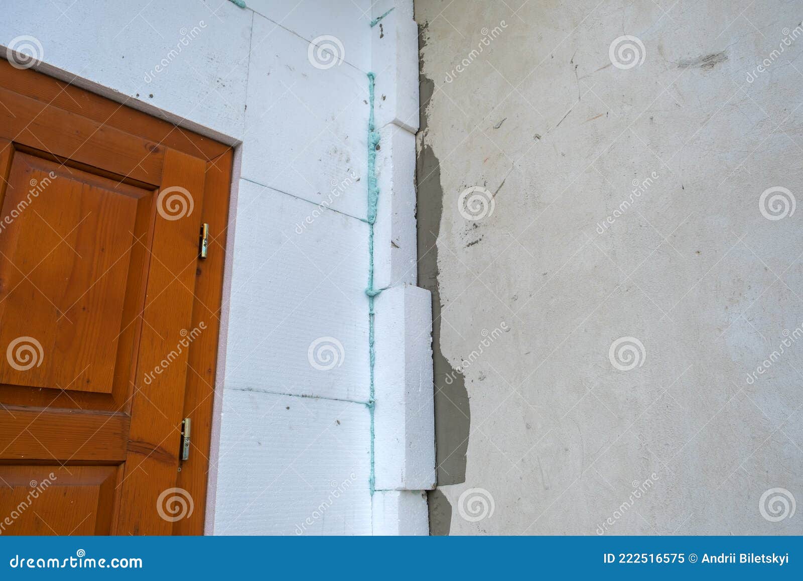 Installation of Styrofoam Insulation Sheets on House Facade Wall for ...