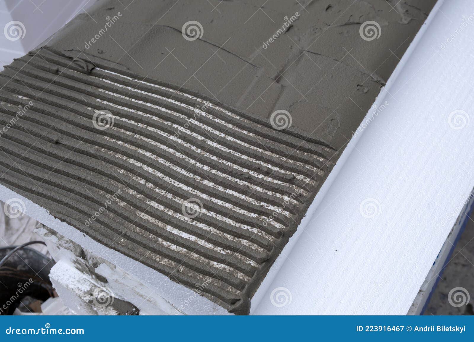 Installation of Styrofoam Insulation Sheets on House Facade Wall for ...