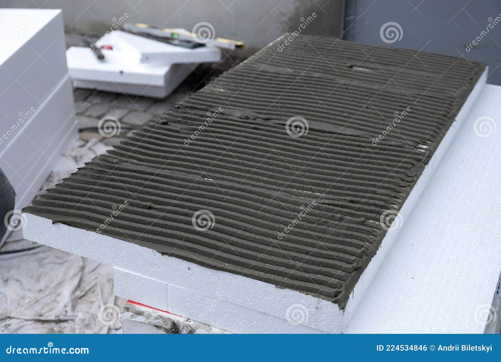 Installation Of Styrofoam Insulation Sheets On House Facade Wall For ...