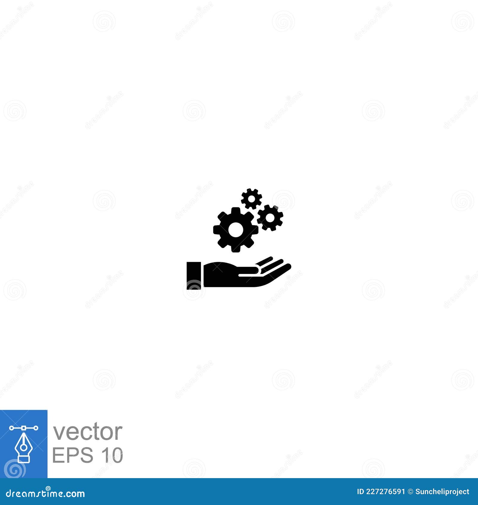 Installation and Support Glyph Icon. Gears in Hand for Repair Service ...