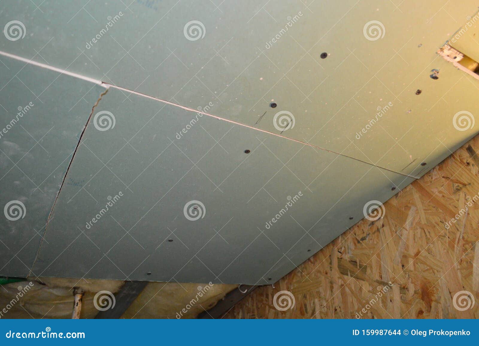 Installation of a Suspended Structure for Drywall Stock Photo - Image ...