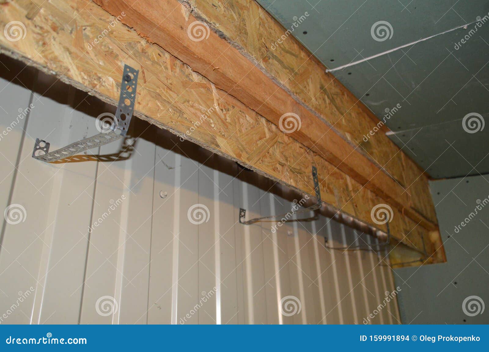 Installation of a Suspended Structure for Drywall Stock Photo - Image ...