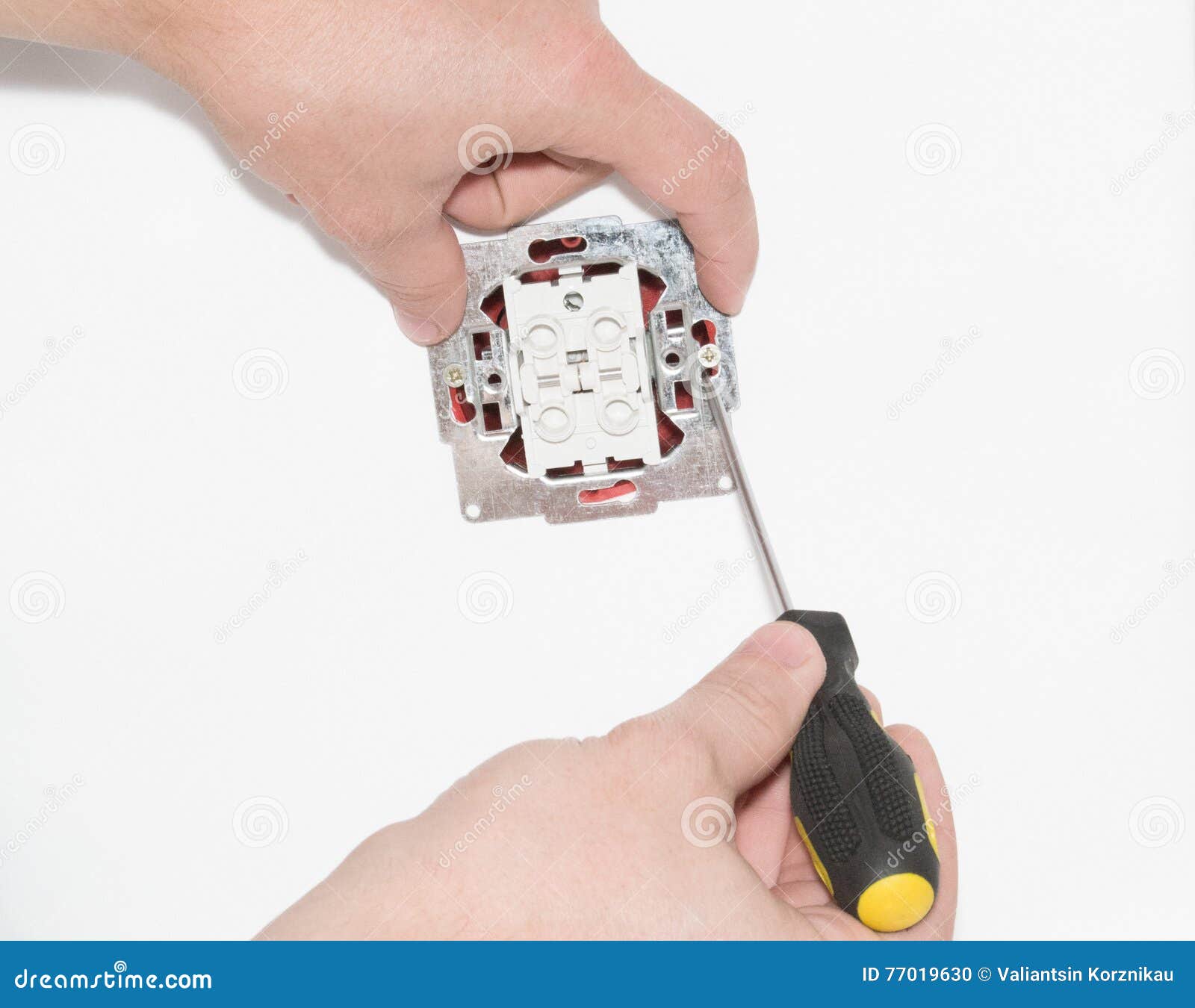 Installation of switch stock photo. Image of electric - 77019630