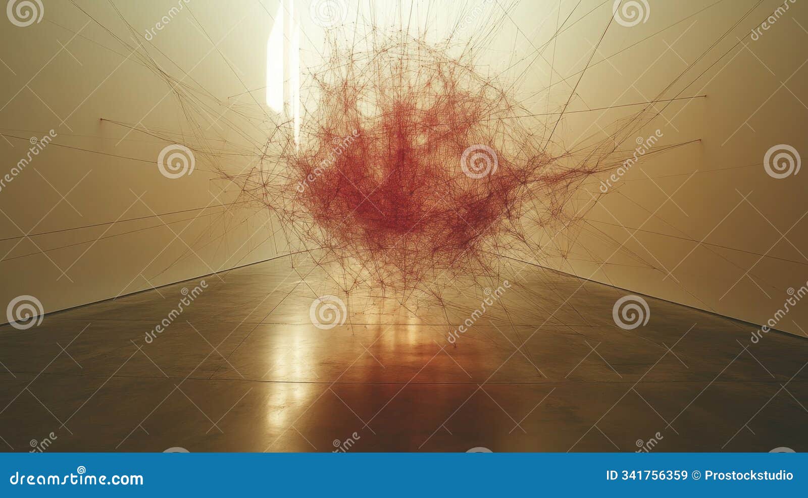 A Striking Installation Art Piece Featuring Intricate Red Threads ...