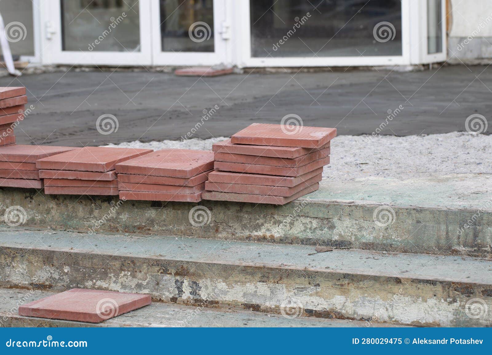 Installation of Tiles for Pedestrian Paths. Improvement of the City ...