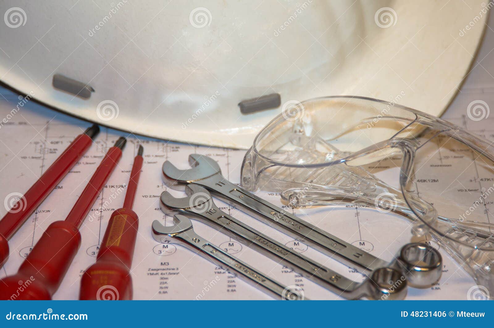 Installation Tools on Schematic Drawing Stock Photo - Image of ...