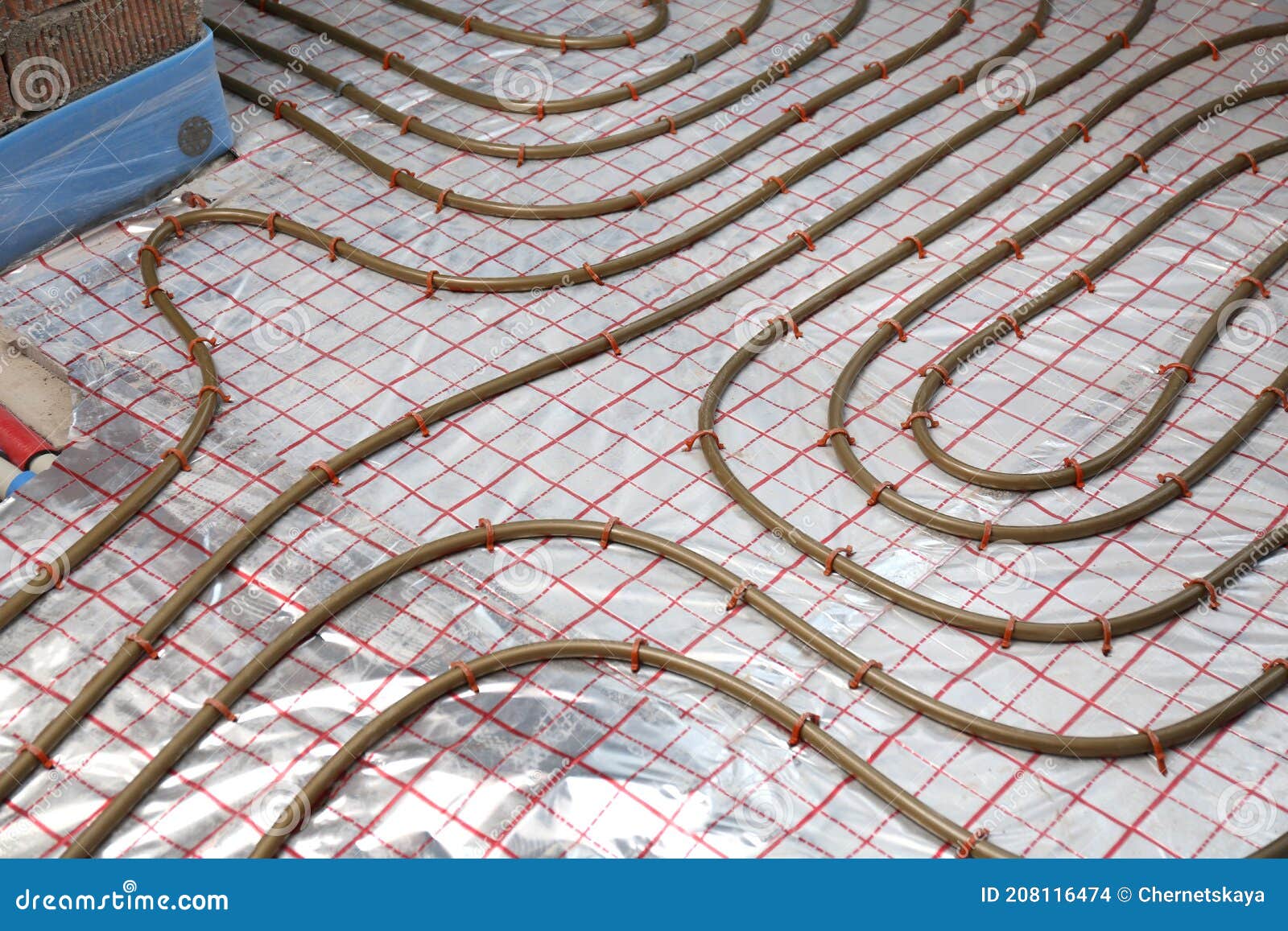 Installation of Underfloor Heating System in Building Stock Photo ...