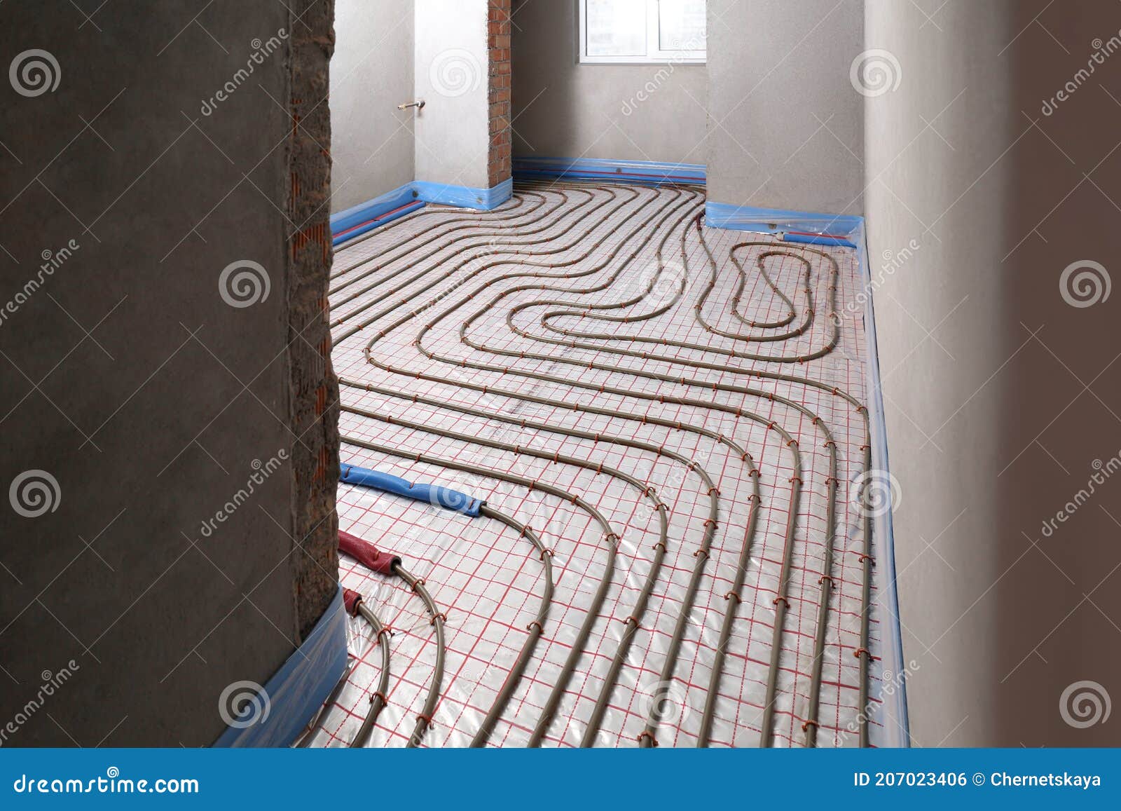 Installation of Underfloor Heating System in Building Stock Photo ...
