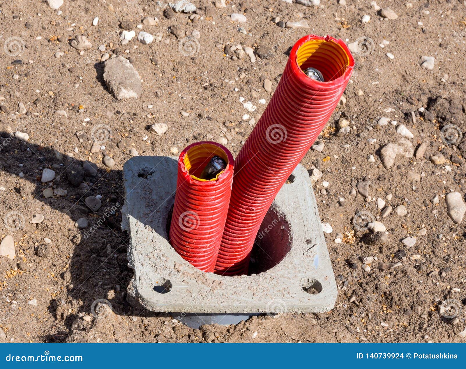 Installation of Underground Cable Entry during Construction Stock Photo ...