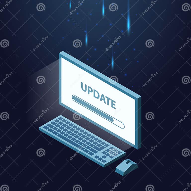 Installation, Upgrade Software on the Computer. Isometric Illustration ...