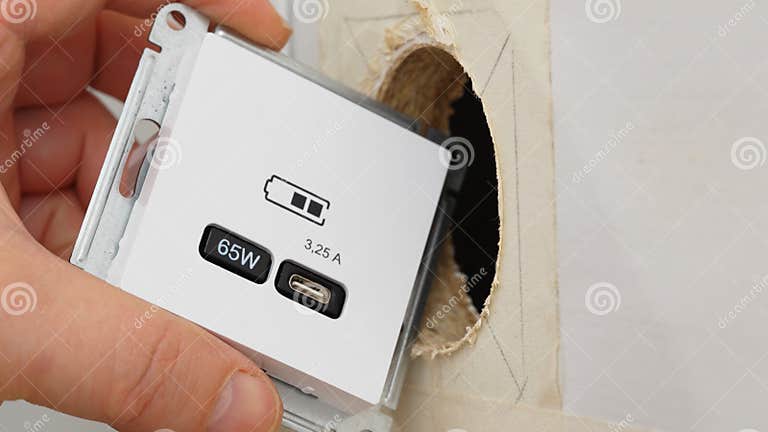 Installation of a USB Type-C Socket at the Head of the Bed for Charging ...